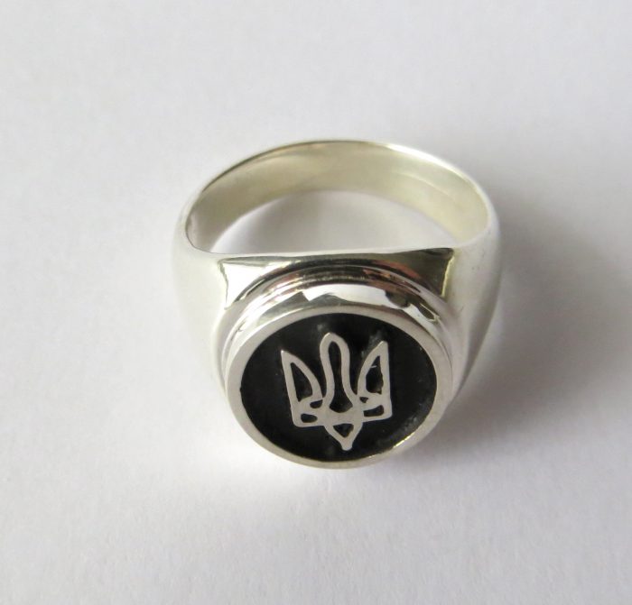 Sterling Silver Oval Tryzub Ring with Antiqued Background – Myroslava ...