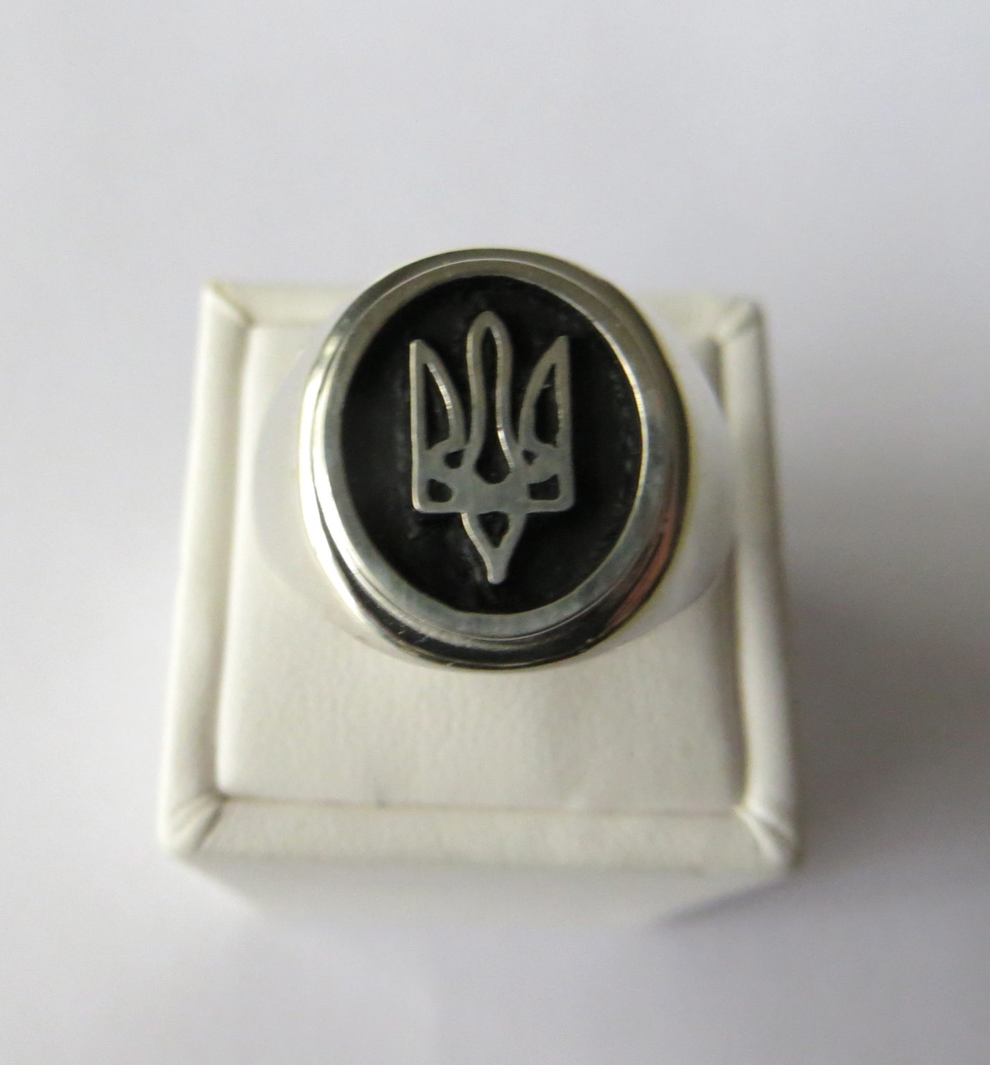 Sterling Silver Oval Tryzub Ring with Antiqued Background – Myroslava ...